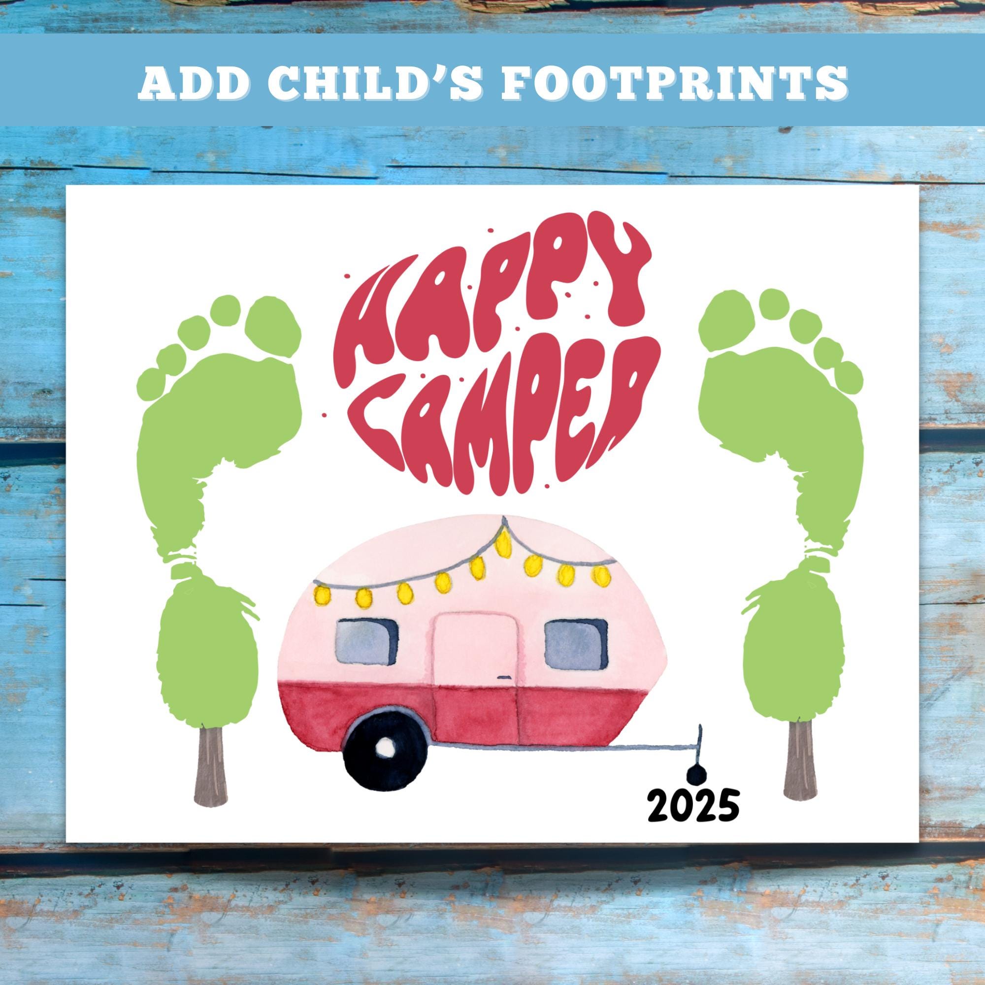 Summer Footprint Art. Happy Camper Craft for Babies, Toddlers. Activity ...
