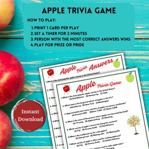 Apple Trivia Game, Fall Trivia Game. Work Party Game, Halloween Party ...
