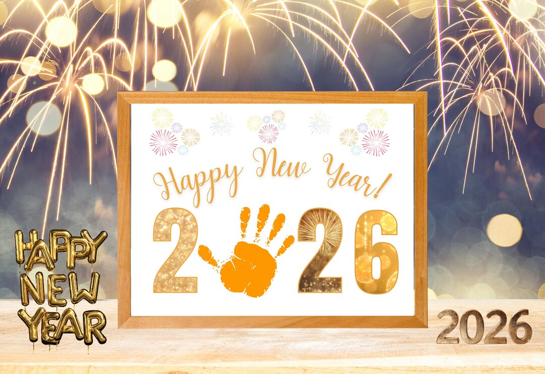 2026 New Years Handprint Craft, New Years Handprint Art, Printable ...