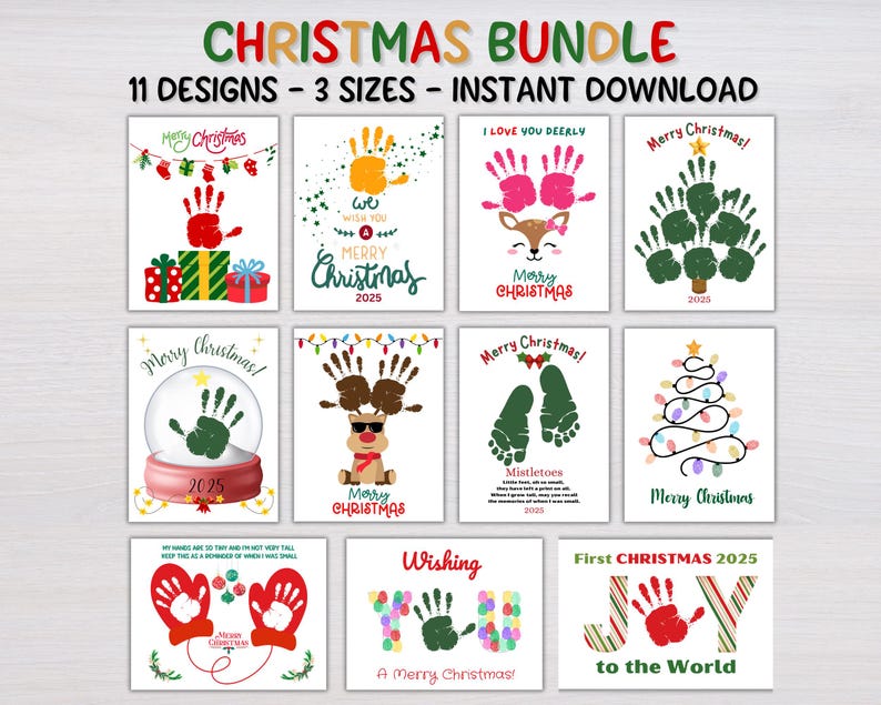 Christmas Handprint Craft Bundle, Christmas Handprint Art, Printable ...