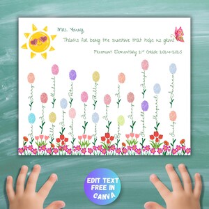 Teacher Appreciation Gift, Fingerprint Art, Handprint Craft ...