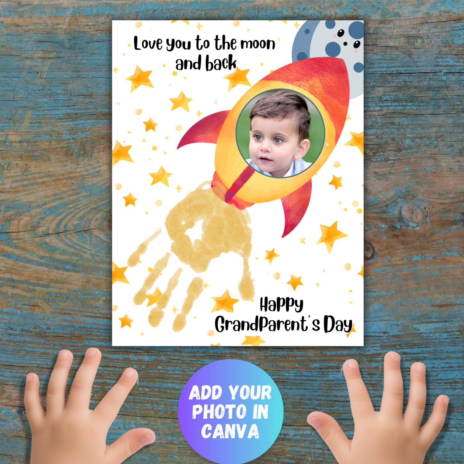Grandparent's Day Fingerprint Craft With Child's Photo, Gift for ...