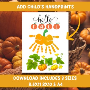 Fall Handprint Art Bundle, Fall Handprint Craft, Printable Activity for ...