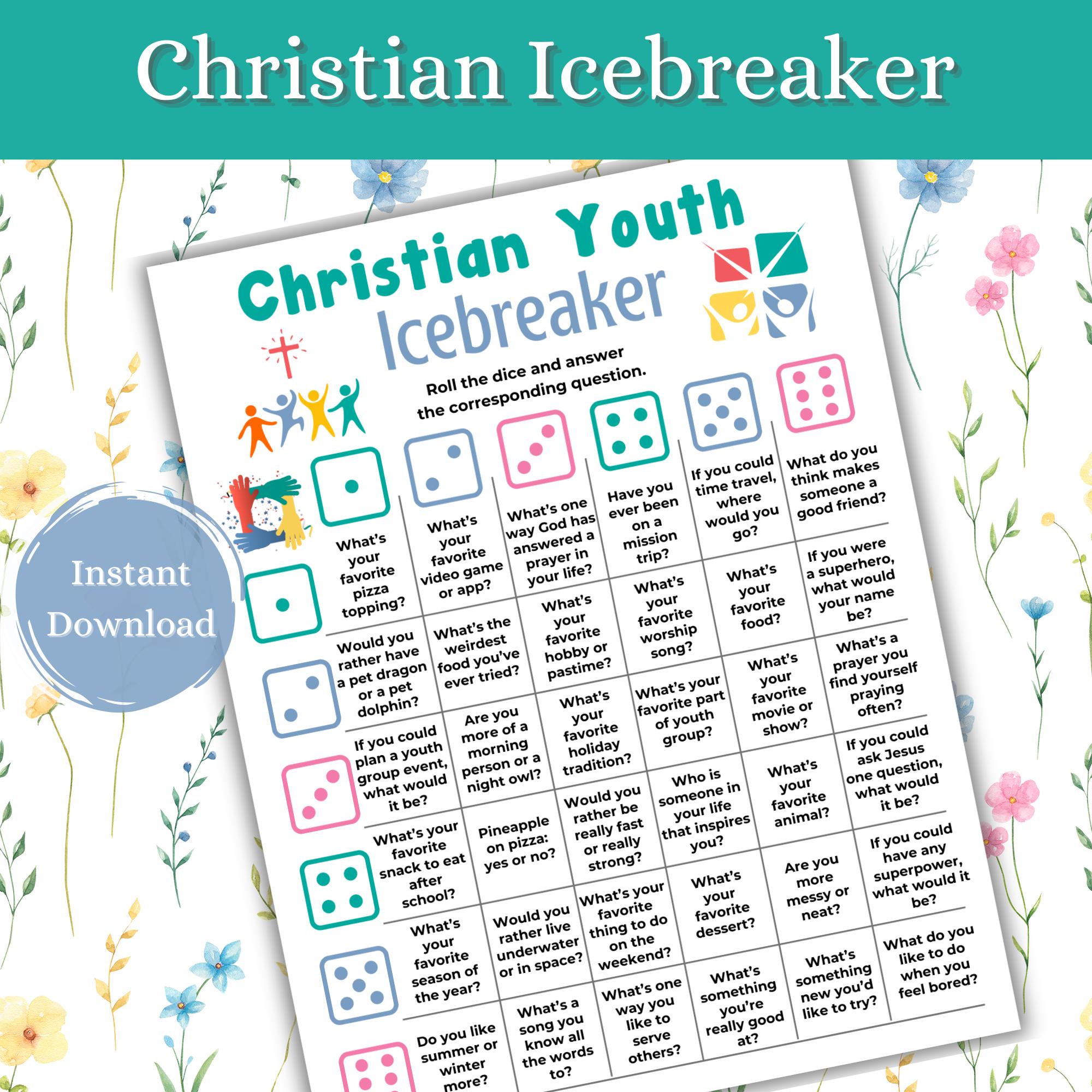 Christian Youth Icebreaker Dice Game, Printable Game, Christian Party ...