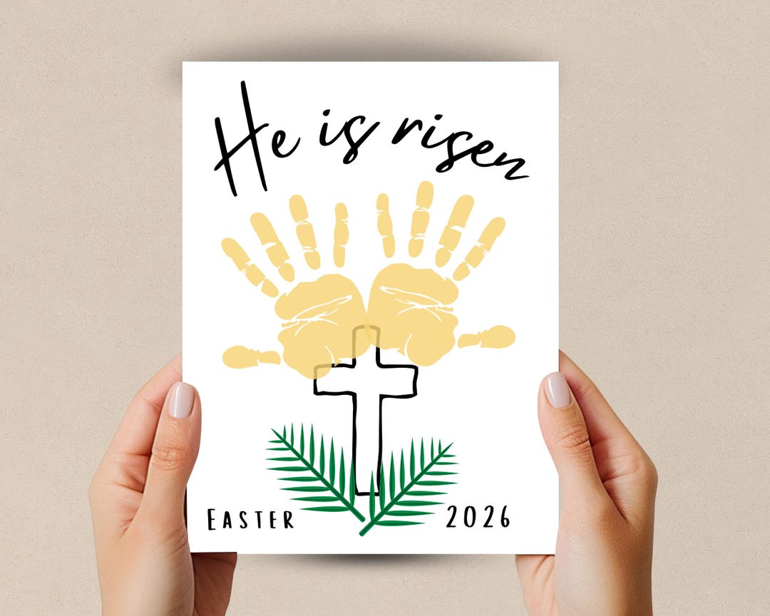 Easter Handprint Art, He is Risen Easter Craft, Easter Gift Memory ...