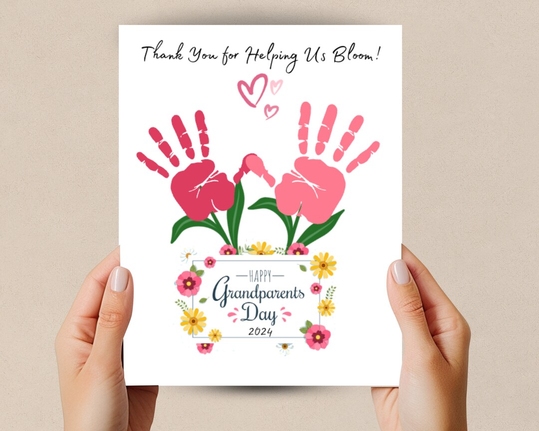 Grandparents Day Handprint Art, Preschool Handprint Craft Activity for ...