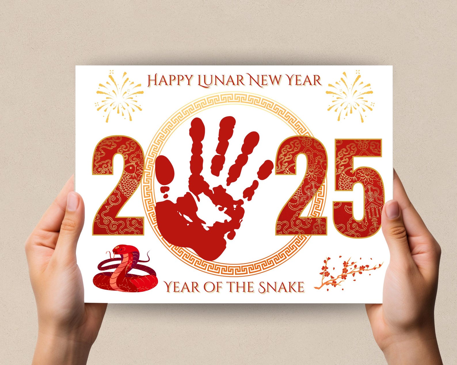 Lunar New Year 2025 Handprint Craft, Year of the Snake Handprint Art ...