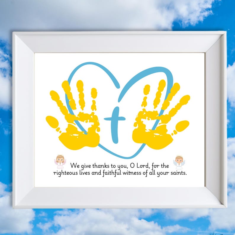 All Saints Day Handprint Craft, Handprint Art Prayer Hands, Preschool ...