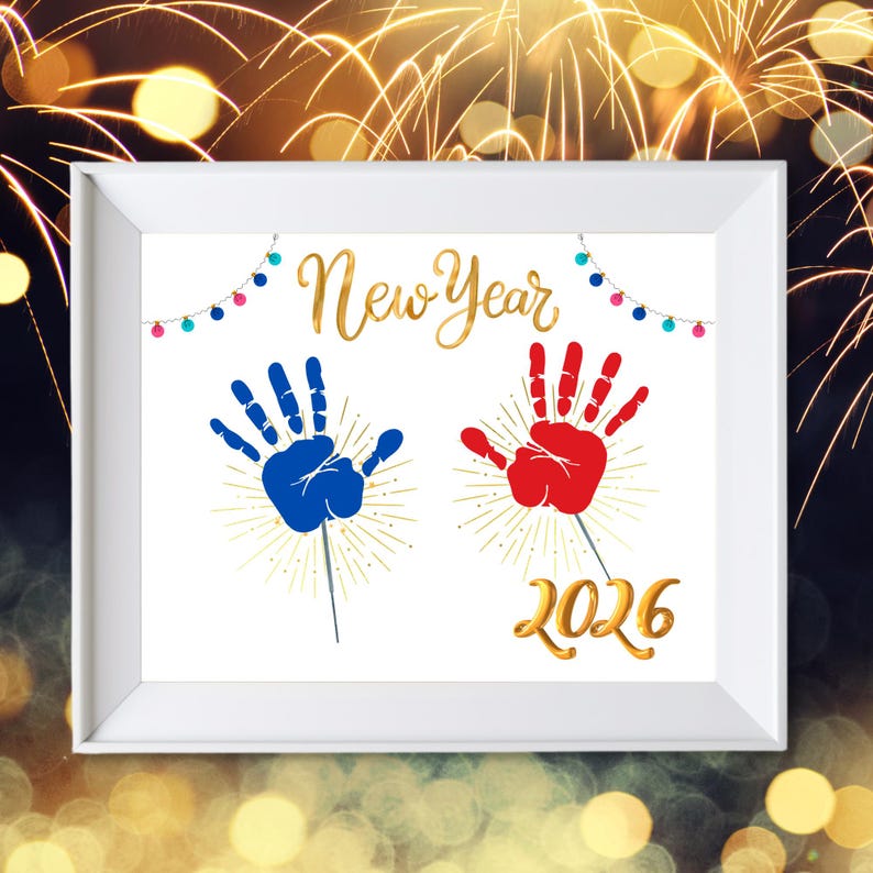 New Years Handprint Craft, Handprint Printable, New Year's Handprint ...