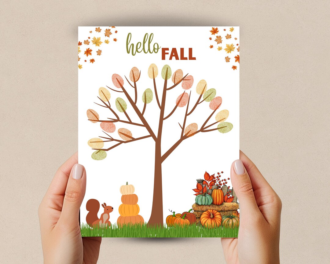 Fall Fingerprint Art, Tree Handprint Craft, Preschool Activity for Baby ...