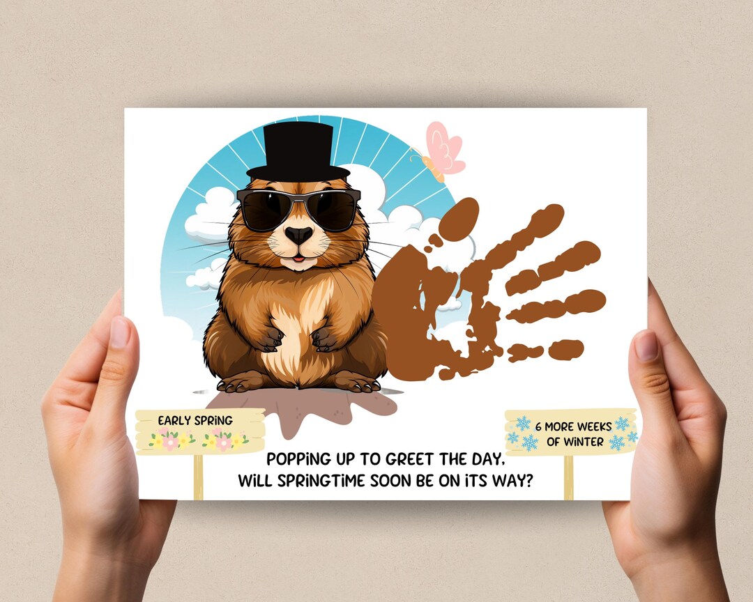Groundhog Day Handprint Craft, Handprint Printable, Daycare Activity ...