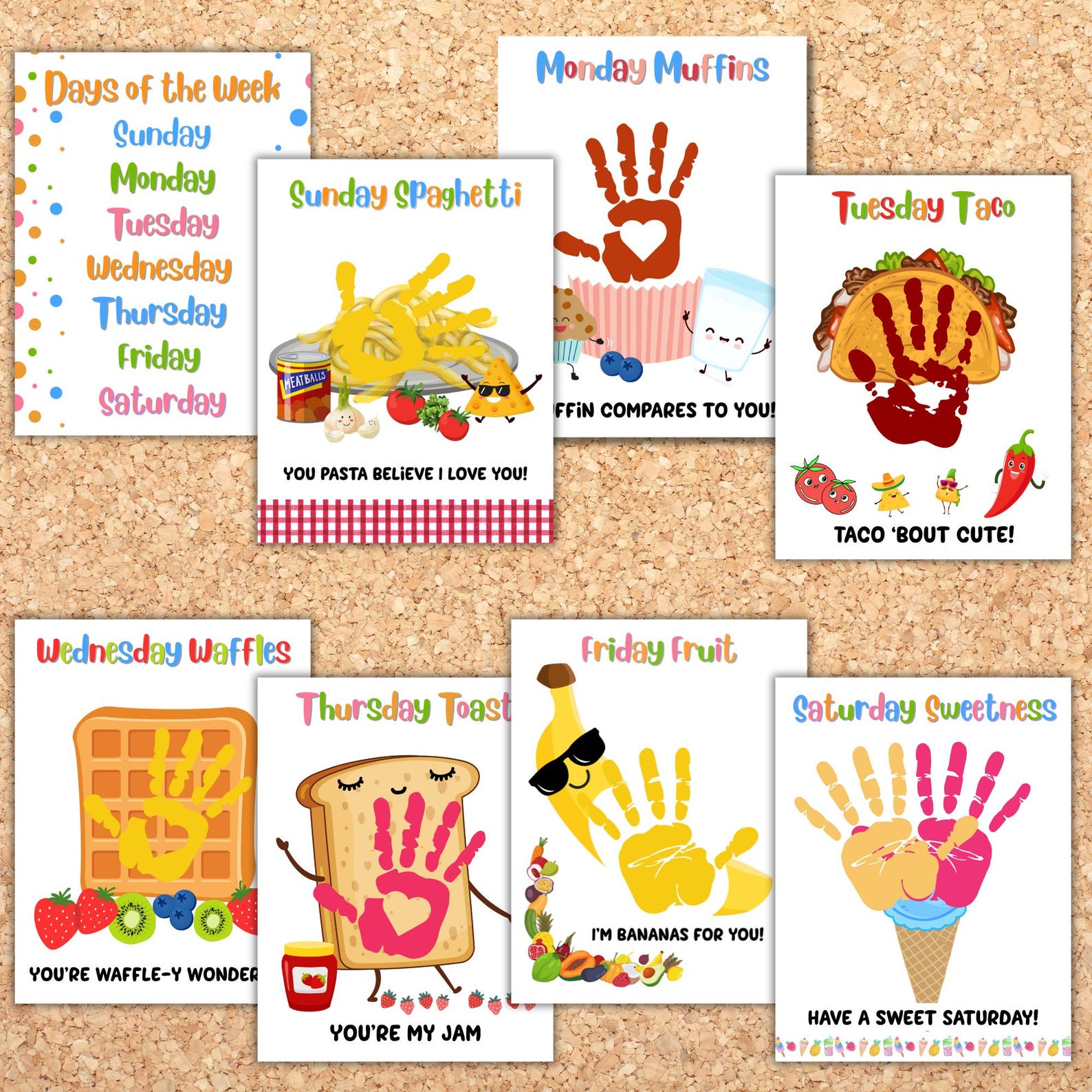 Days of the Week Handprint Craft Bundle, Handprint Art, Printable ...