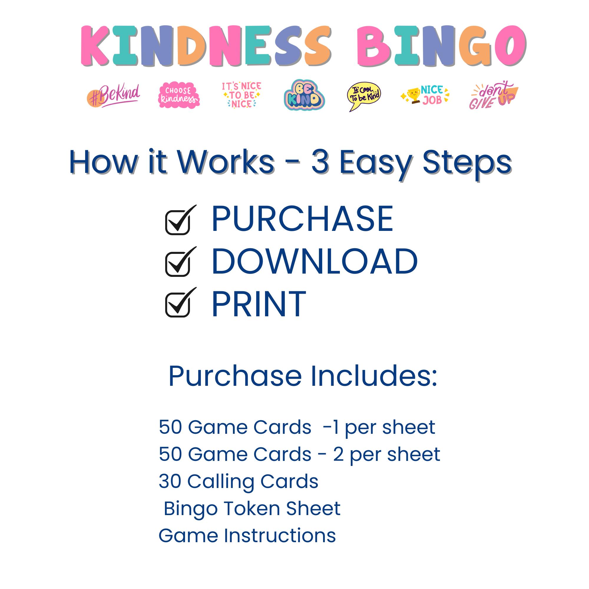 Kindness Bingo Game, 50 Printable Bingo Cards, Fun Sunday School Game ...