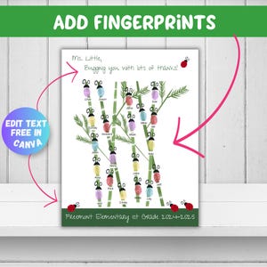 Teacher Appreciation Gift, Fingerprint Art, Handprint Craft, Ladybug ...