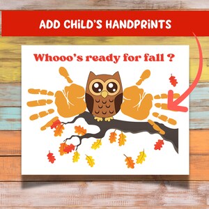 Fall Handprint Art, Owl Handprint Craft, Preschool Activity for Babies ...