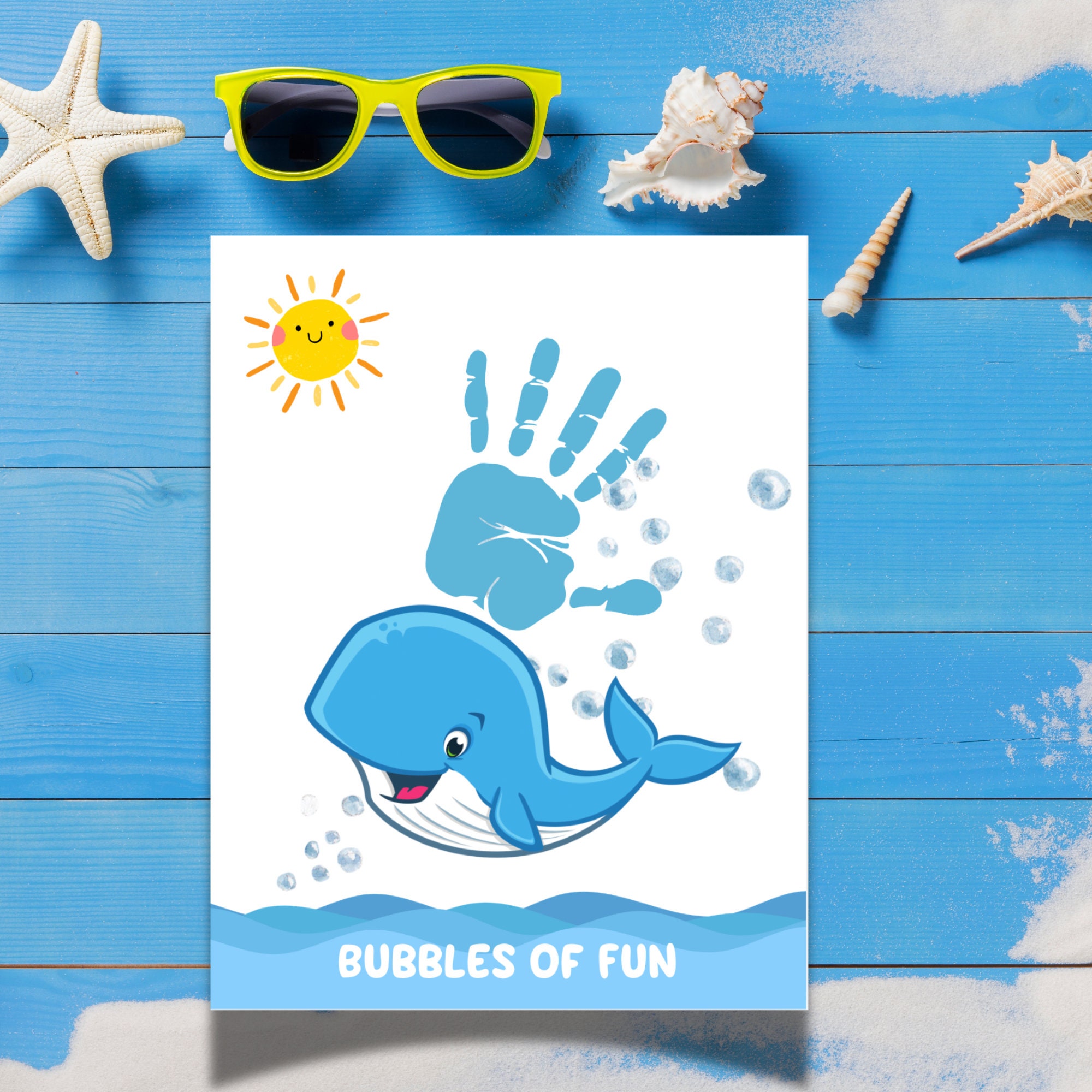 Summertime Handprint Art, Ocean Handprint Craft, Preschool Activity for ...