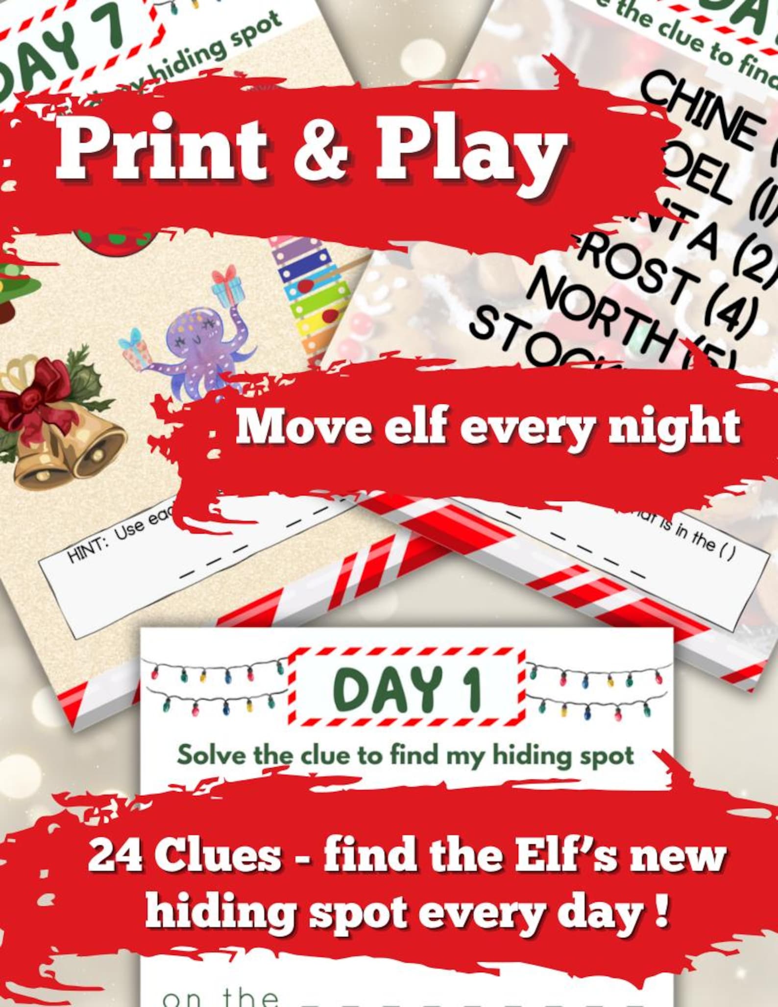 Elf Scavenger Hunt, Christmas Treasure Hunt, Elf Notes, Advent Calendar ...