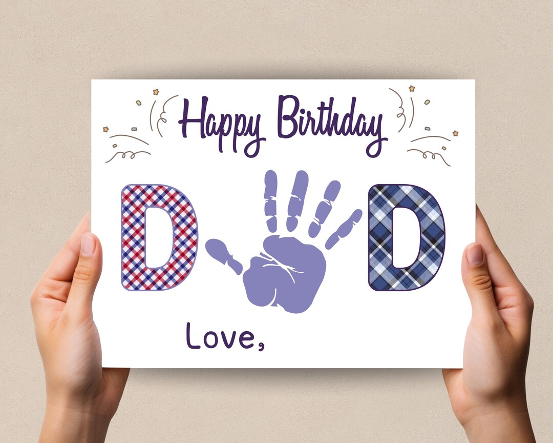 Dad Birthday Handprint Craft, Happy Birthday Handprint Art, Happy ...