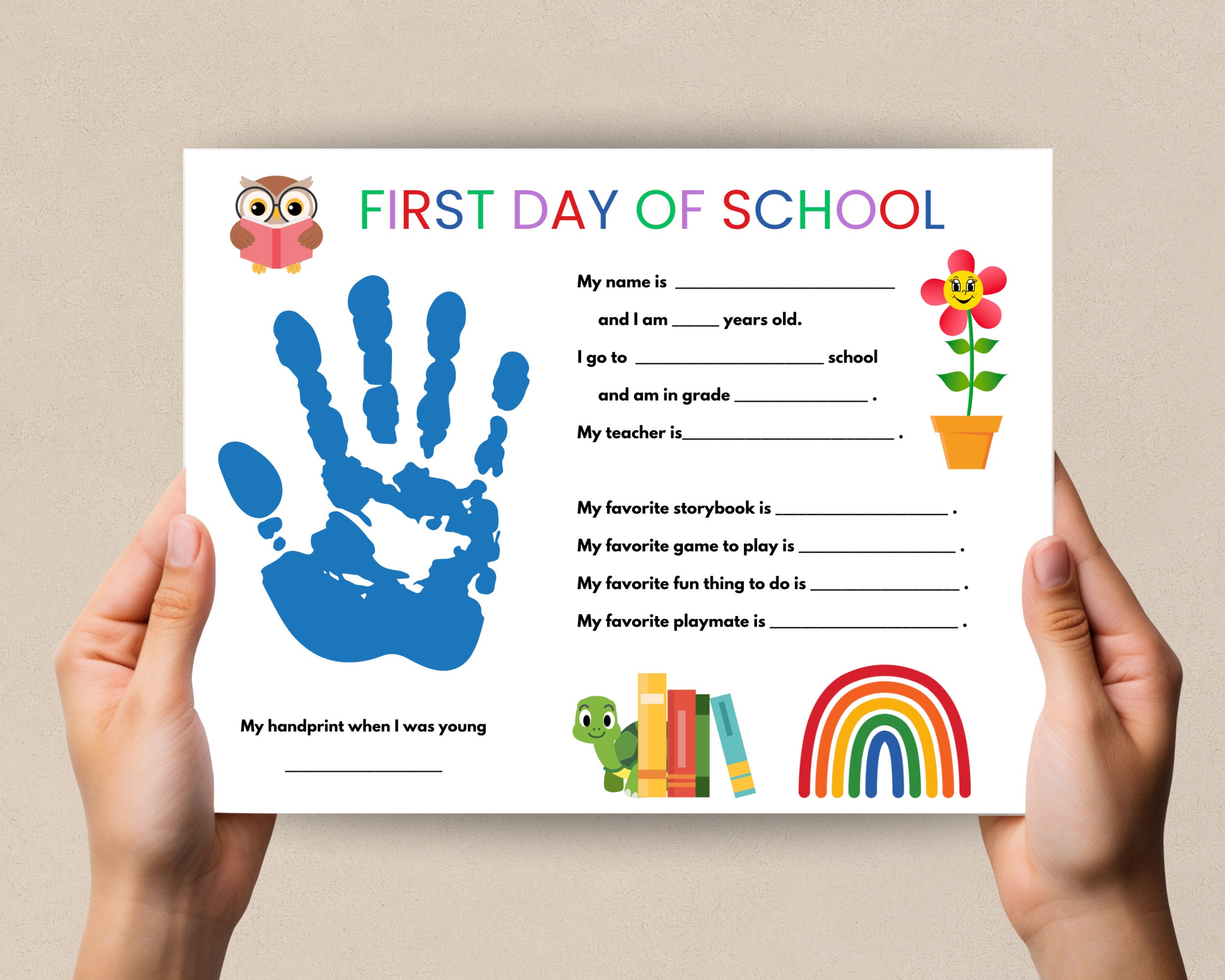 First Day of Preschool Handprint Art, Handprint Craft, First Day of ...