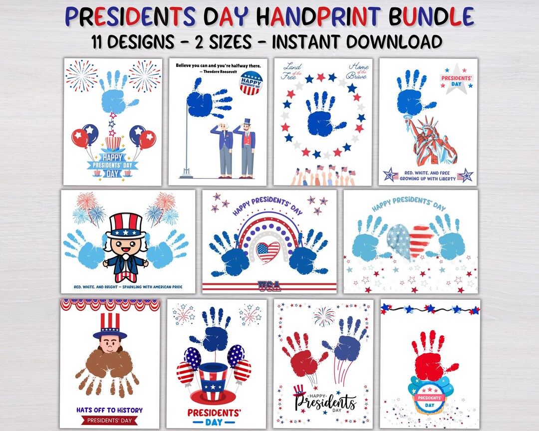 Presidents Day Handprint Art Bundle, Presidents Day Handprint Craft ...