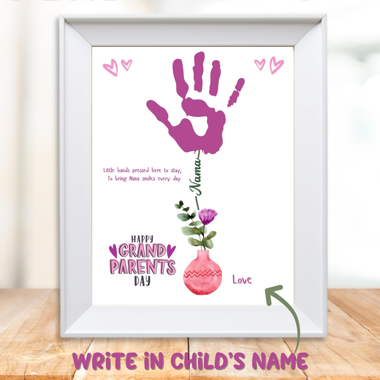 Nana Handprint Craft, Flower Grandparent's Handprint Gift, Poem for ...