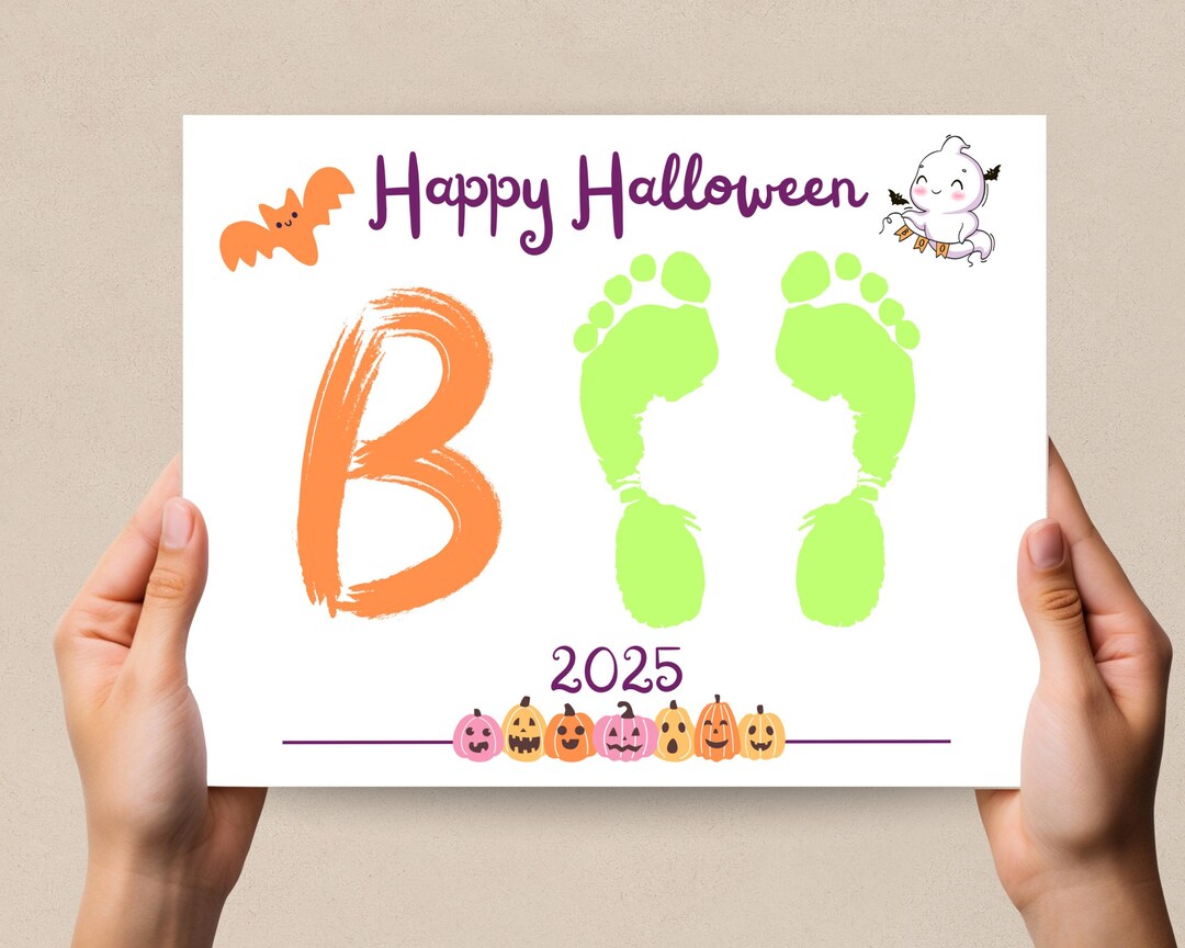 Halloween Footprint Art, Footprint Craft, Boo Preschool Activity Babies ...