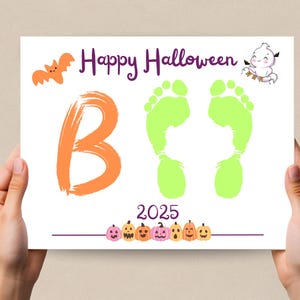 Halloween Footprint Art, Footprint Craft, Boo Preschool Activity Babies ...
