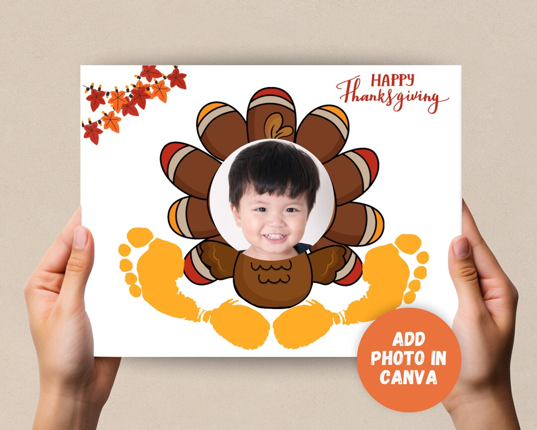 Thanksgiving Footprint Art Includes Child Photo, Preschool Activity ...