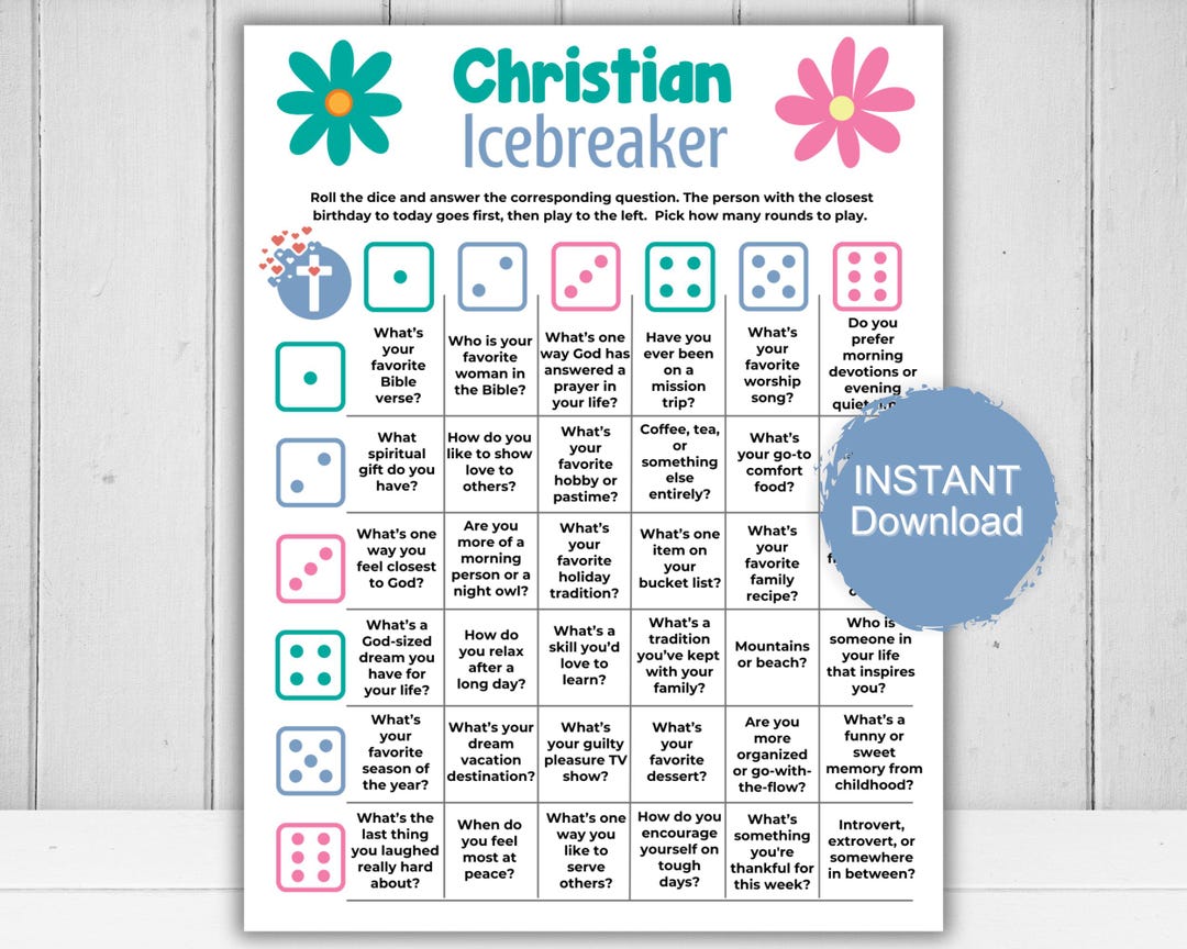 Christian Icebreaker Dice Game, Printable Game, Christian Party, Women ...