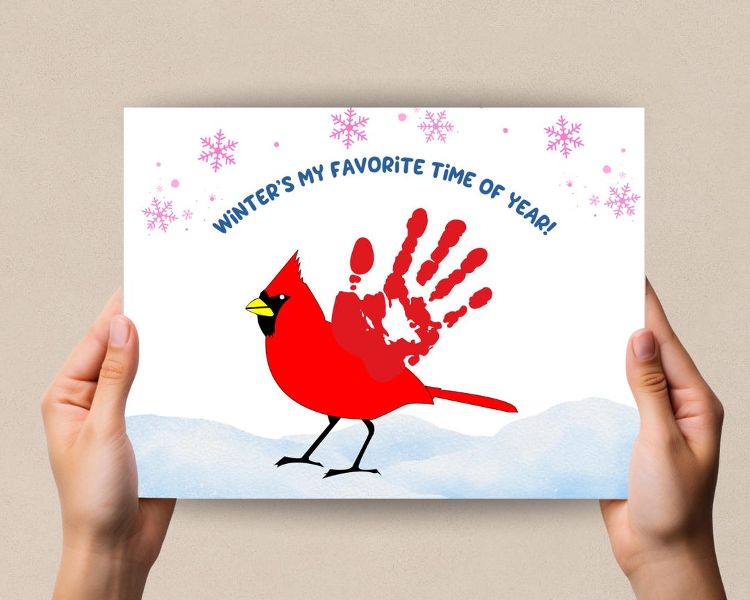 Winter Cardinal Handprint Craft, Winter Handprint Art, Handprint ...