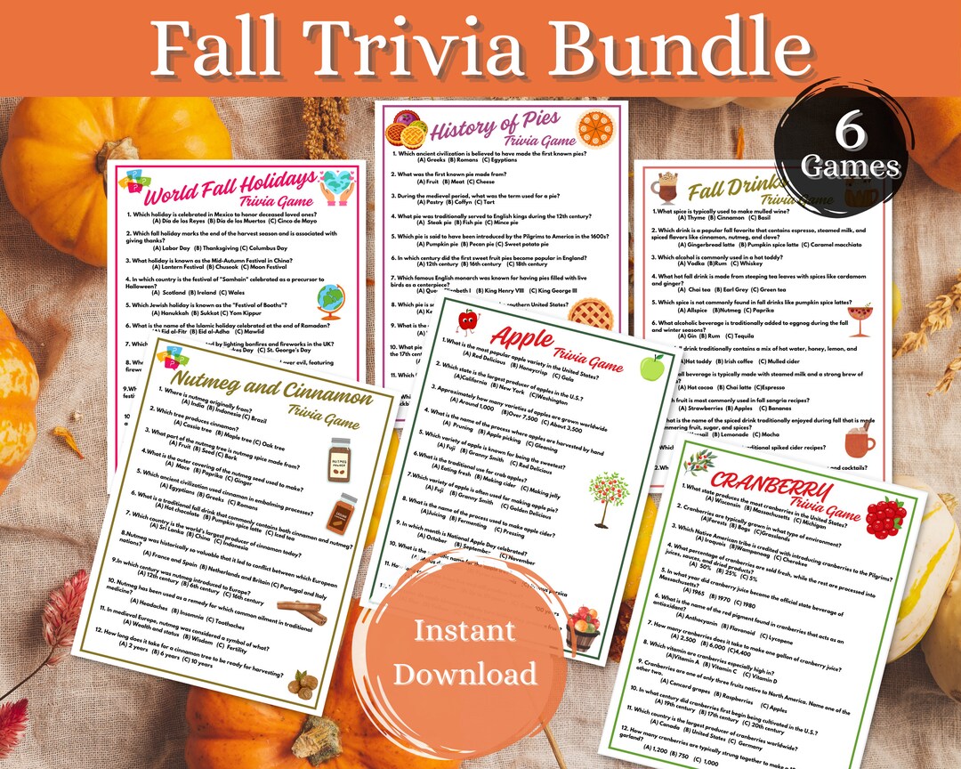 Fall Trivia Games, Trivia Night Game Bundle, Work Party Games ...