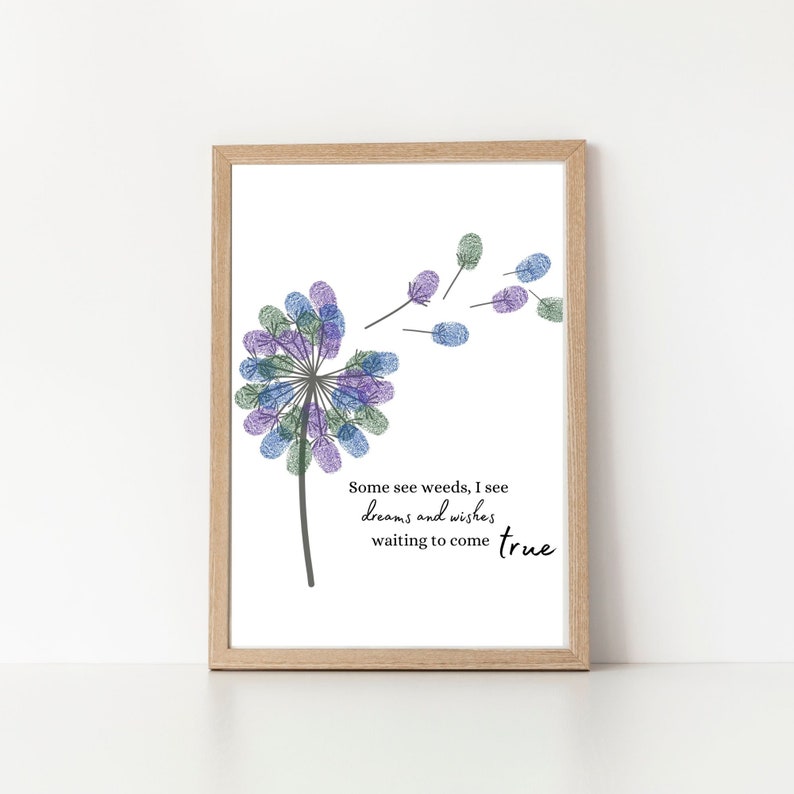 Fingerprint Art Dandelion Wishes Handprint Craft Project, Inspirational ...