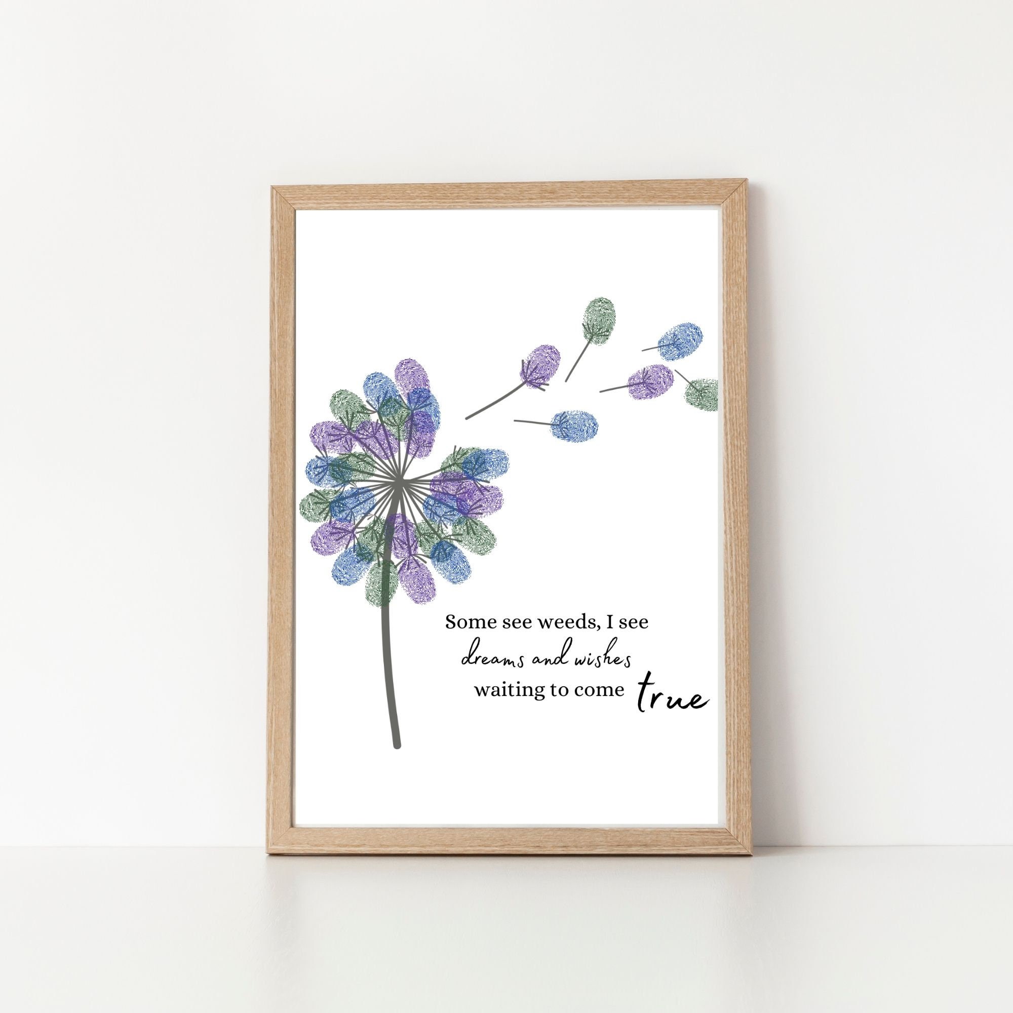 Fingerprint Art Dandelion Wishes Handprint Craft Project, Inspirational ...