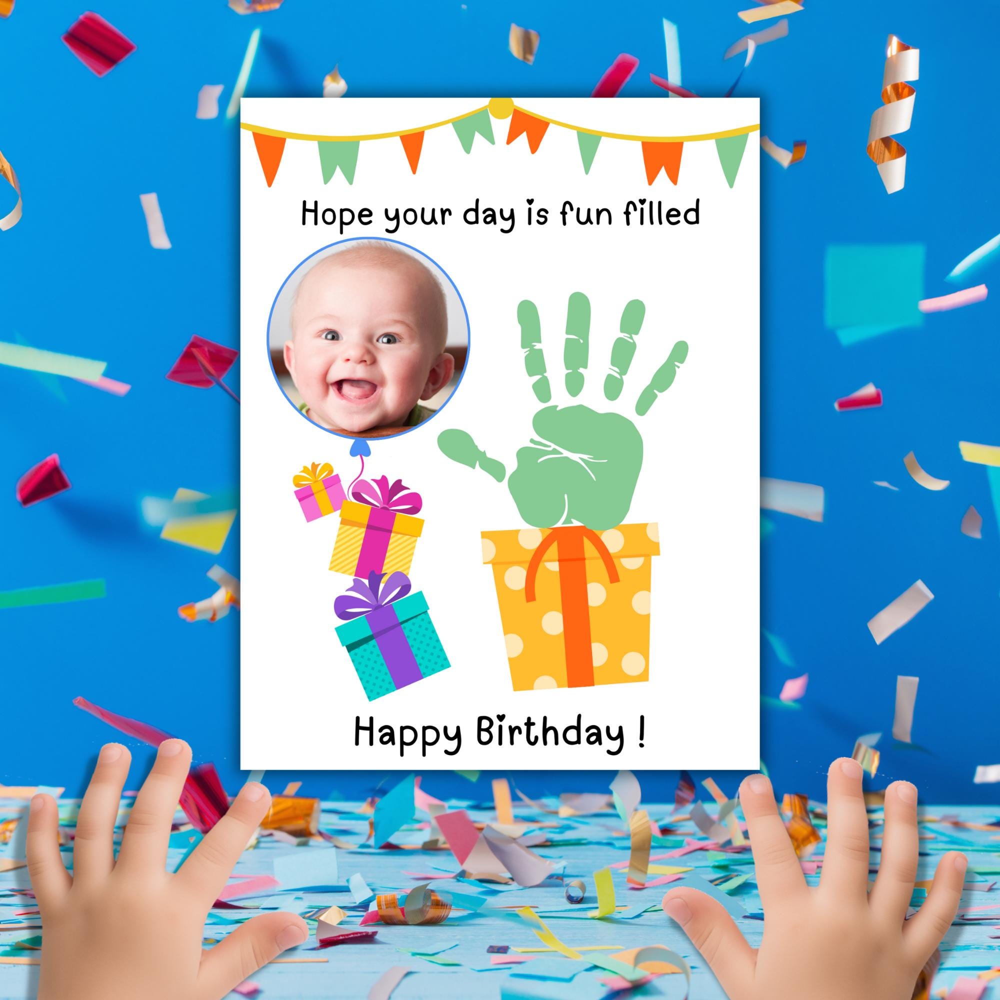 Happy Birthday Handprint Craft, Photo Craft, Preschool Activity ...