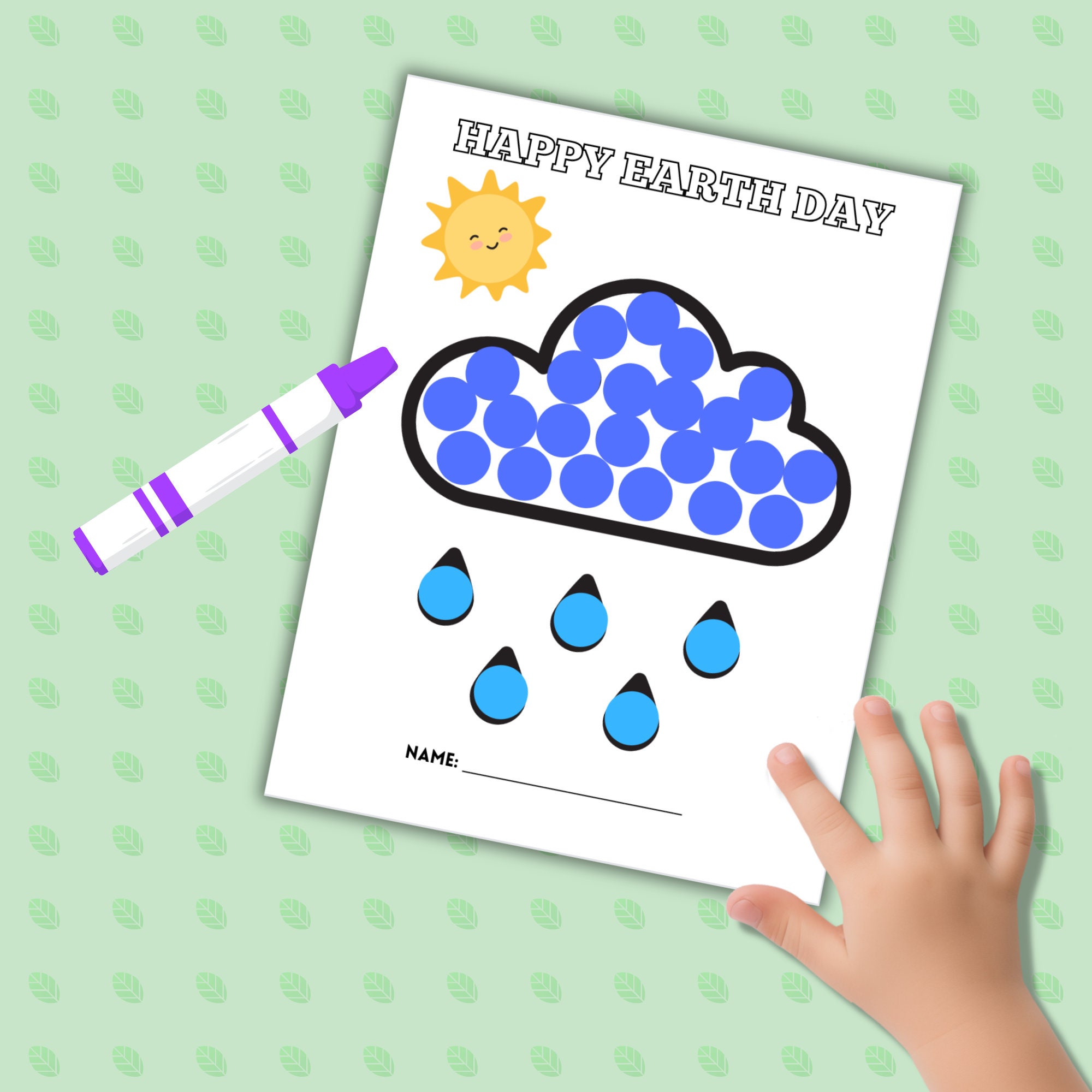 Earth Day Dot Marker Coloring Page for Preschoolers. Earth Day Sun and ...