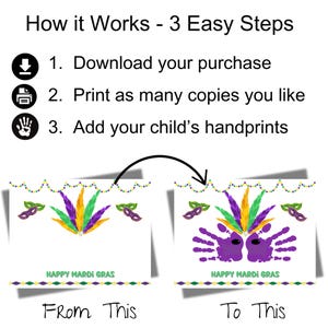 Mardi Gras Handprint Craft, Handprint Art, Printable Activity, Baby and ...