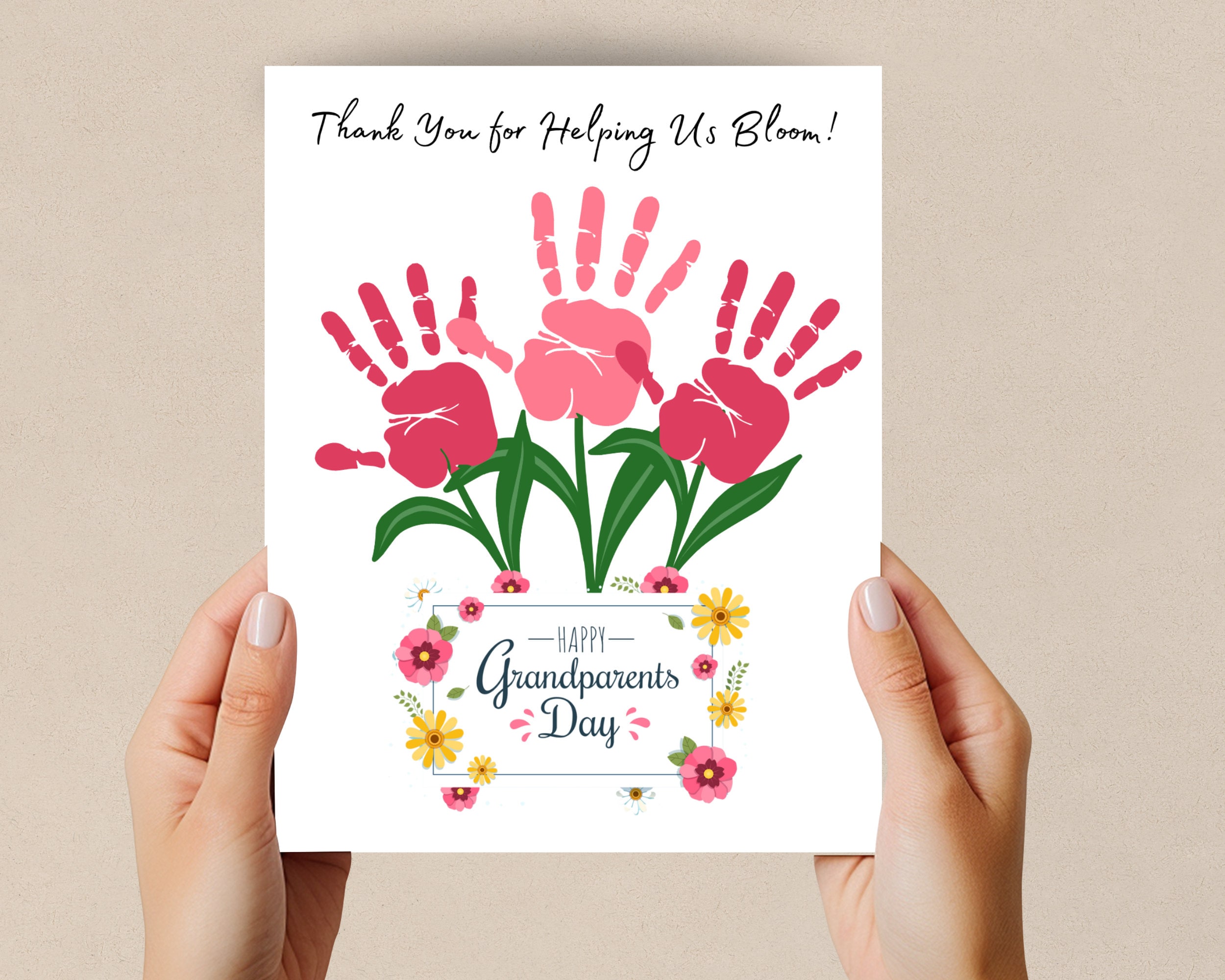 Grandparents Day Handprint Art, Preschool Handprint Craft Activity for ...