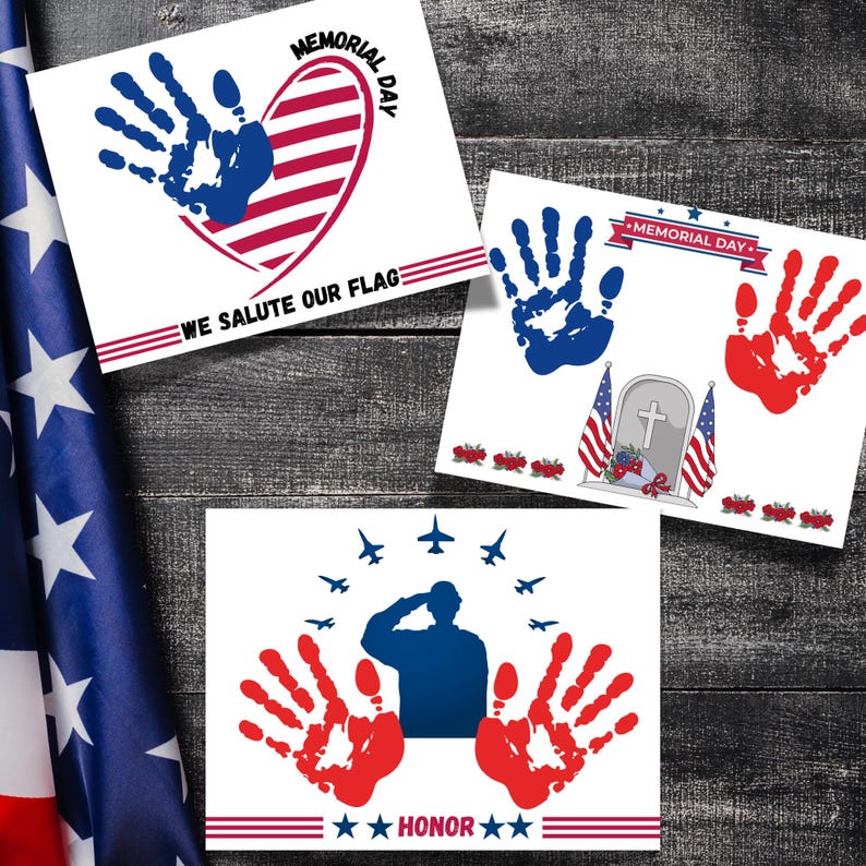 Memorial Day Handprint Art Bundle, Memorial Day Handprint Craft ...