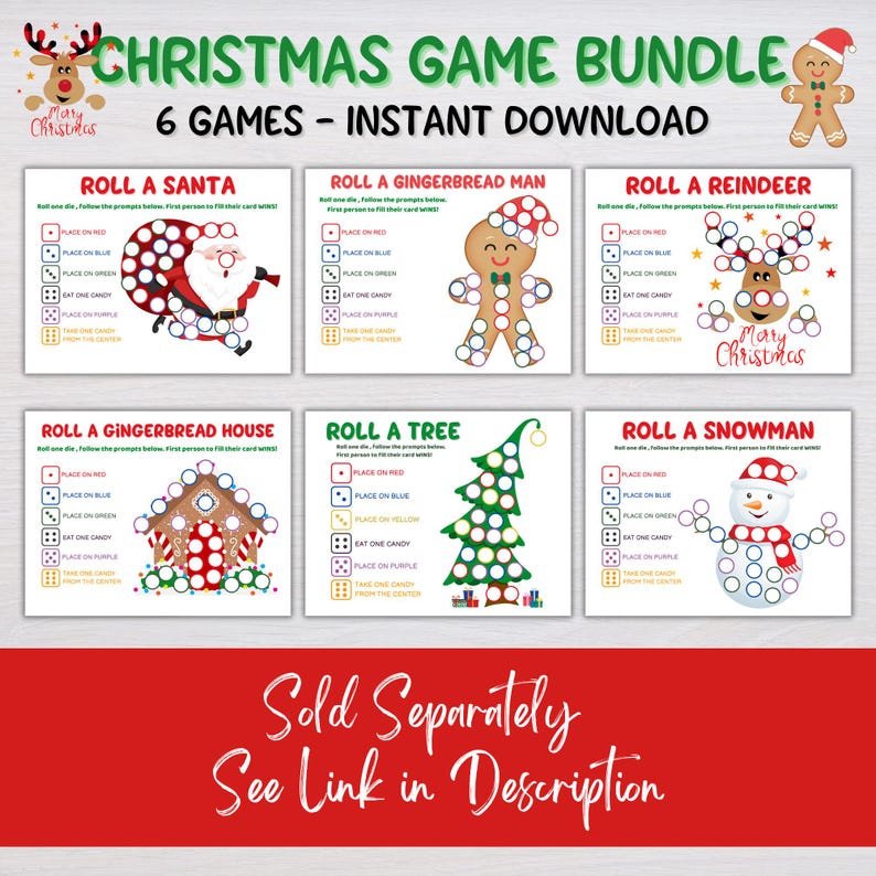 Roll a Gingerbread Man Game, Printable Holiday Game, Christmas Party ...