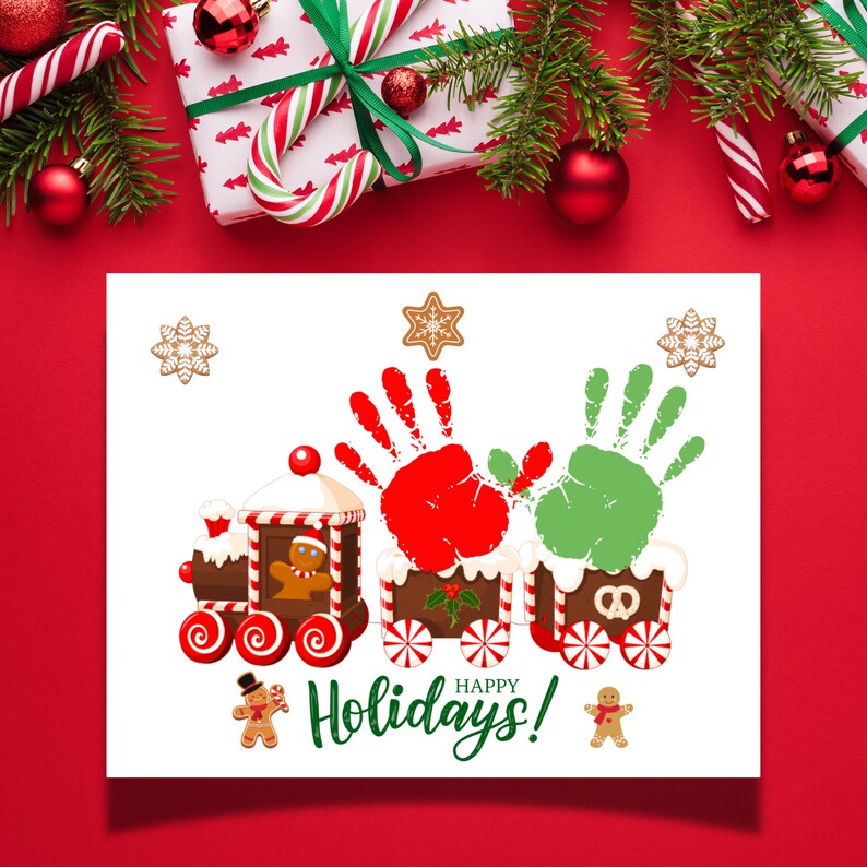 Christmas Handprint Craft, Handprint Art, Train Handprint, Christmas ...