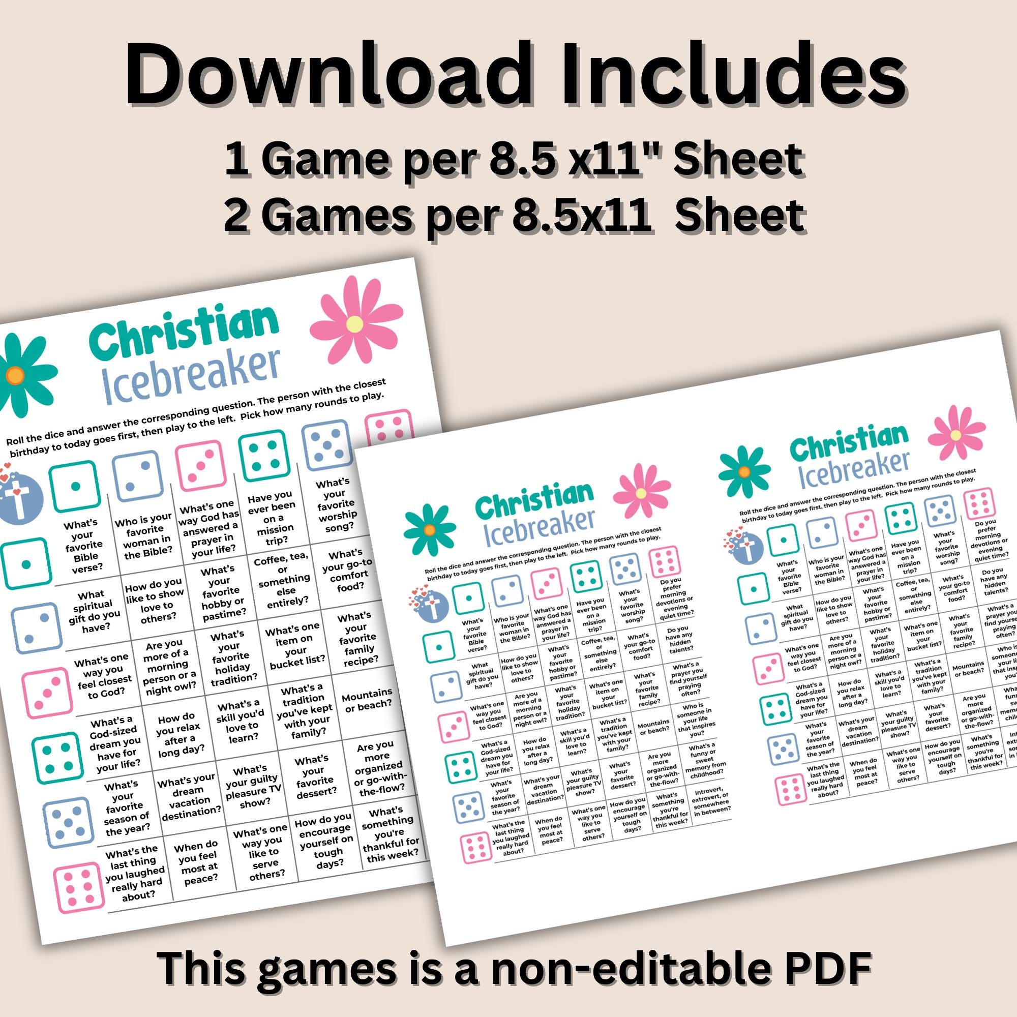 Christian Icebreaker Dice Game, Printable Game, Christian Party, Women ...