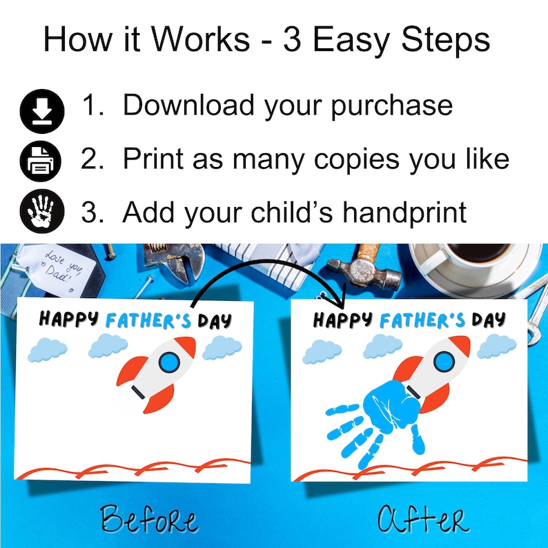 Father's Day Handprint Craft, Handprint Art, Preschool Activity ...