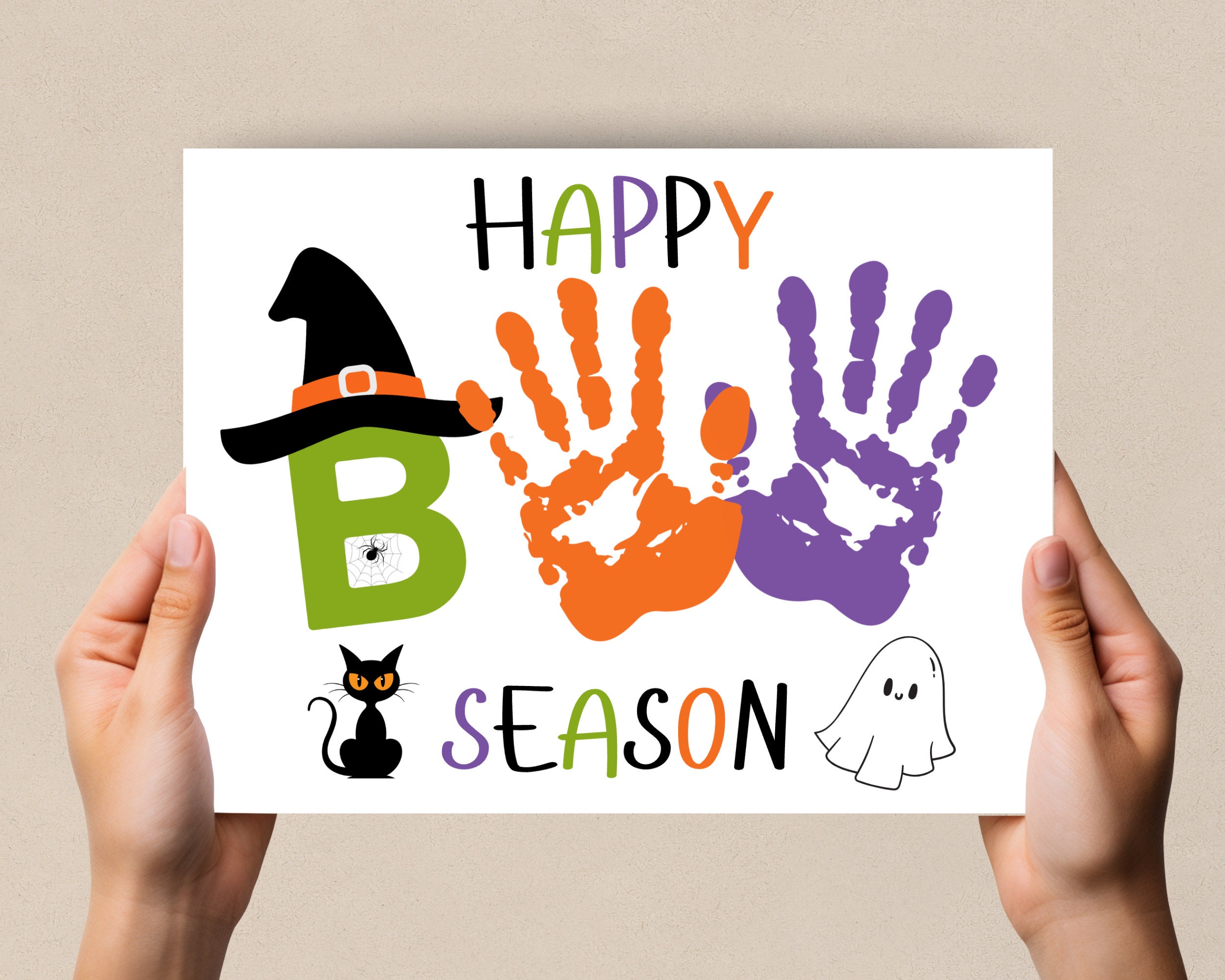 Halloween Handprint Art, Handprint Craft, Preschool Activity, Happy Boo ...