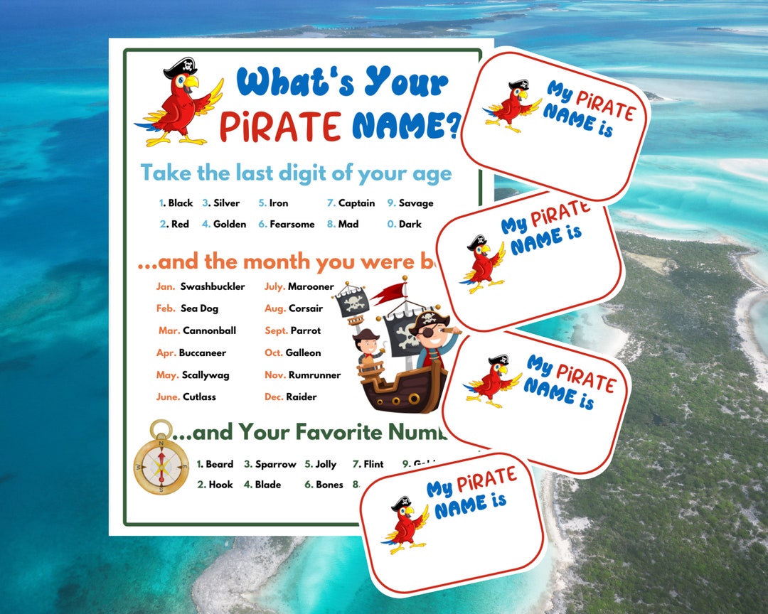 What's Your Pirate Name, Office Party Game, Talk Like a Pirate Day ...