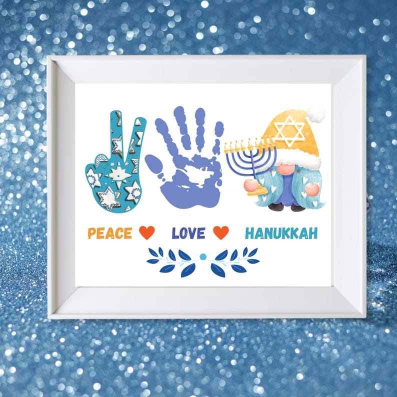 Hanukkah Handprint Craft, Handprint Art, Peace Love Hanukkah, Preschool ...