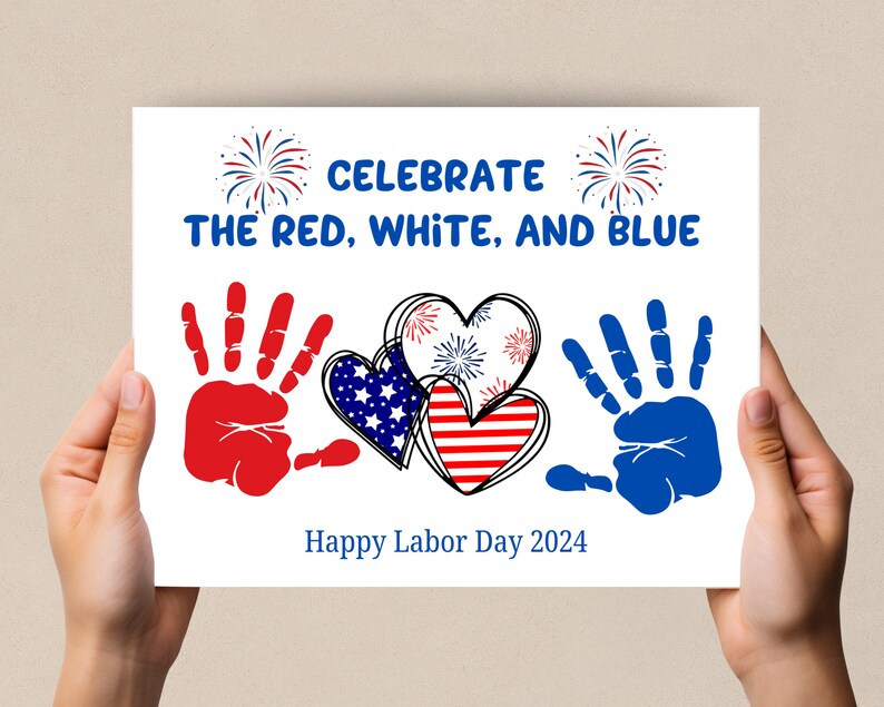 Labor Day Handprint Art, Labor Day Craft Activity, Preschool Activity ...