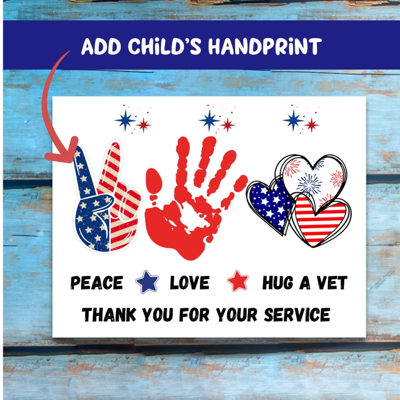 Veterans Day Handprint Art, Veterans Day Handprint Craft, Hug A Vet ...