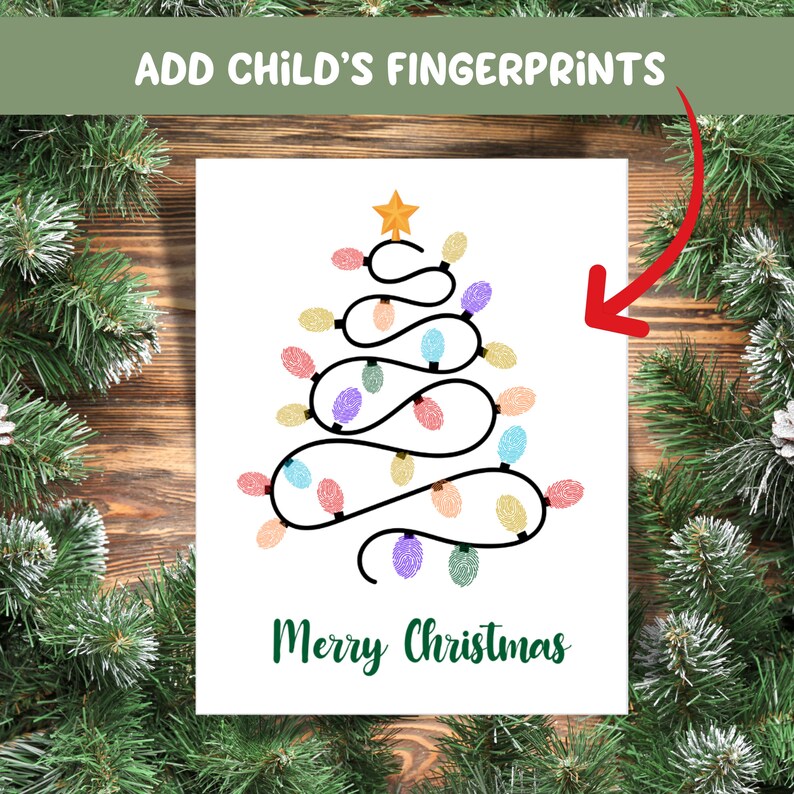 Christmas Fingerprint Art, Handprint Christmas Lights Craft, Holiday ...