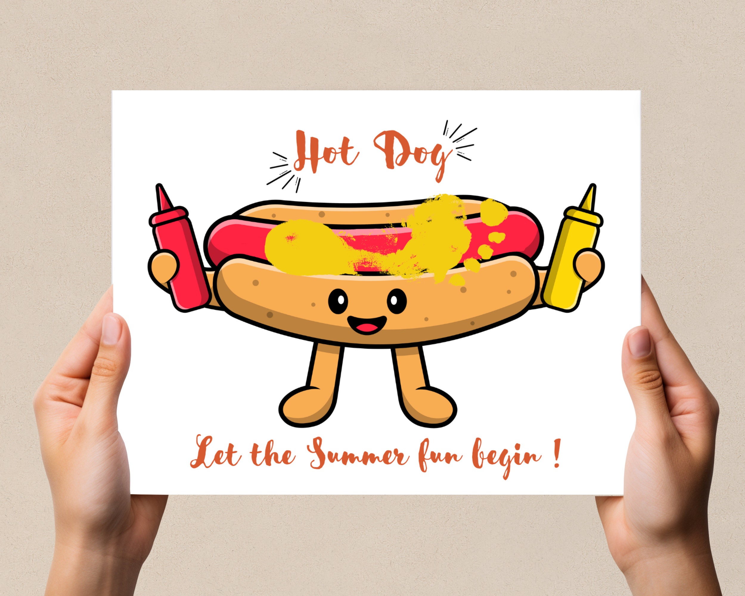 Summer Footprint Art. Hot Dog Craft for Babies, Toddlers. Fun Activity ...