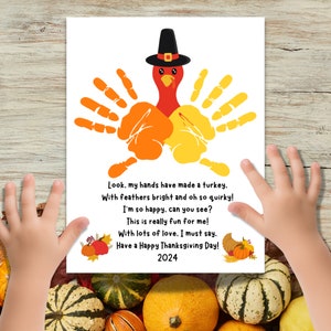 Turkey Handprint Art, Thanksgiving Poem, Handprint Craft, Preschool ...